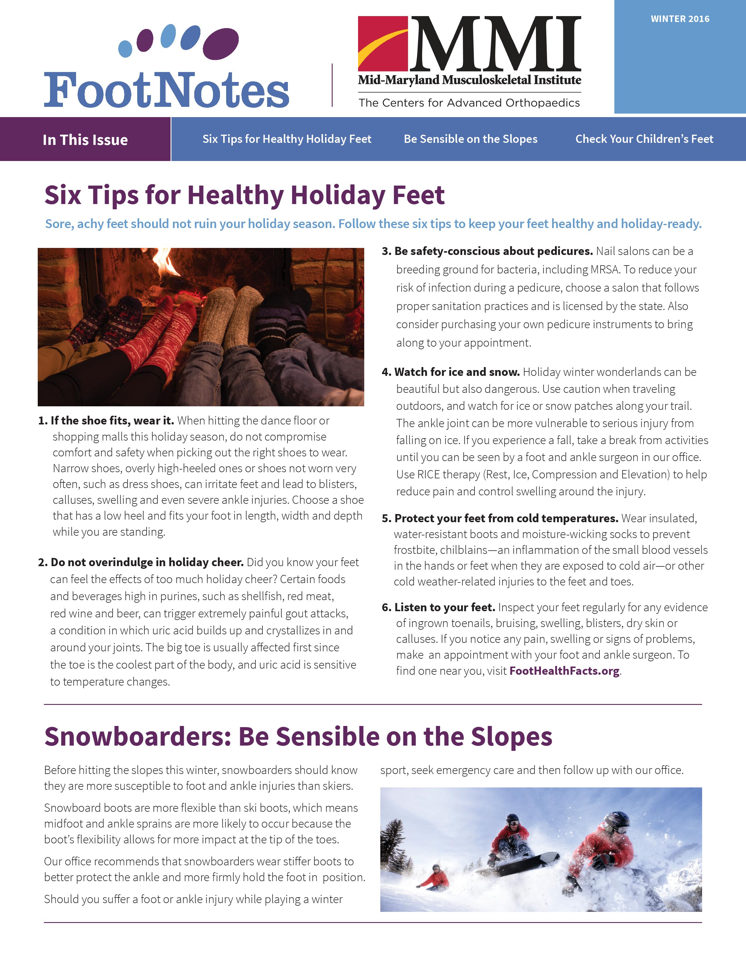 FootNotes Newsletter - Winter 2016 Issue