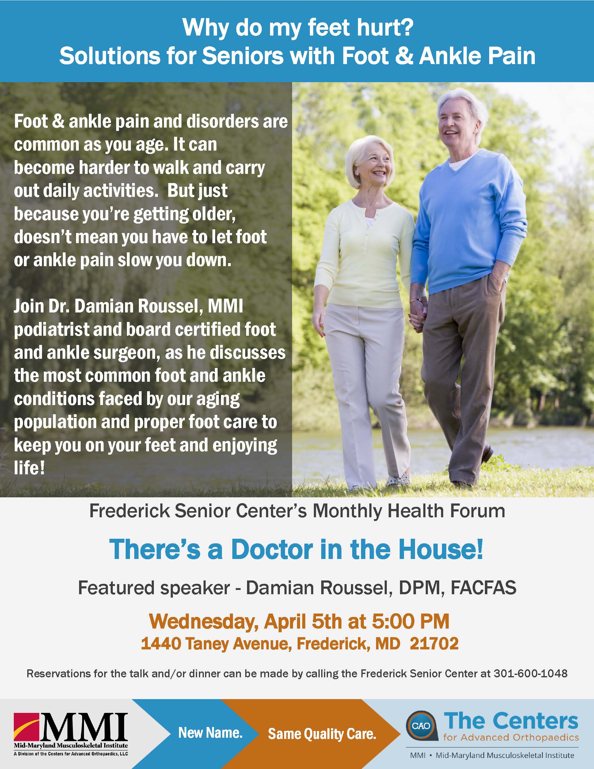 Podiatrist Dr. Damian Roussel Speaks with Frederick's Seniors